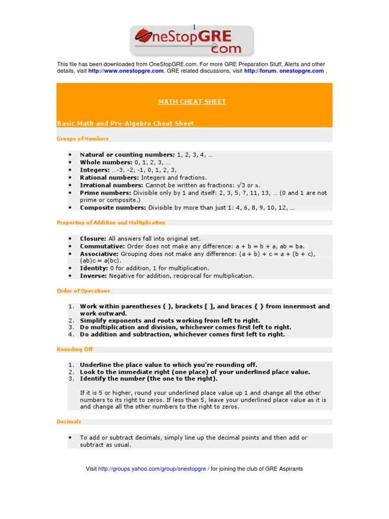 Math - Cheat.sheet Too - Cool.and - Imp Must | PDF | Trigonometric ...
