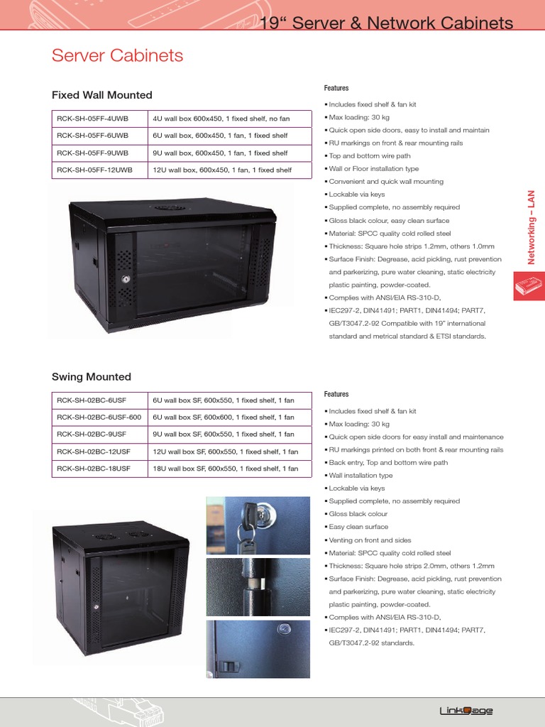 Server Cabinets: Fixed Wall Mounted | PDF | Door | Rolling (Metalworking)
