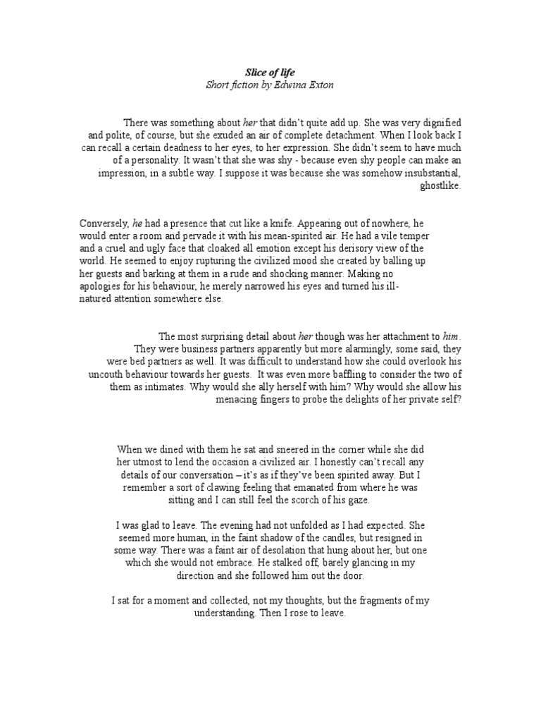 Short Fiction by Edwina Exton: Slice of Life | PDF