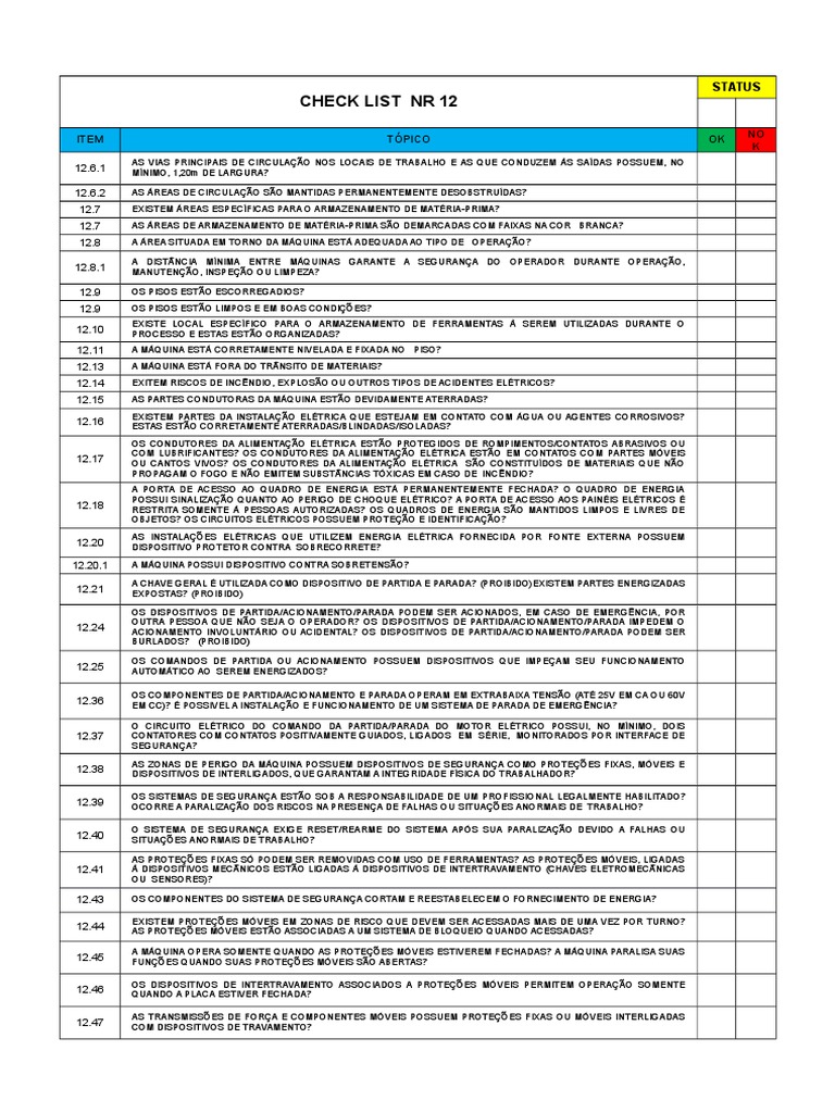 Check List NR 12 - Completo | PDF