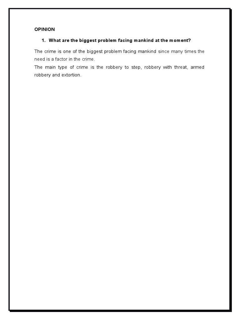 What Are The Biggest Problem Facing Mankind at The Moment | PDF