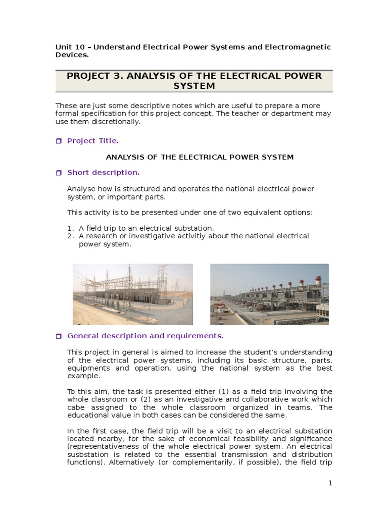 Project 3 - Study of The Electrical Power System | PDF | System ...
