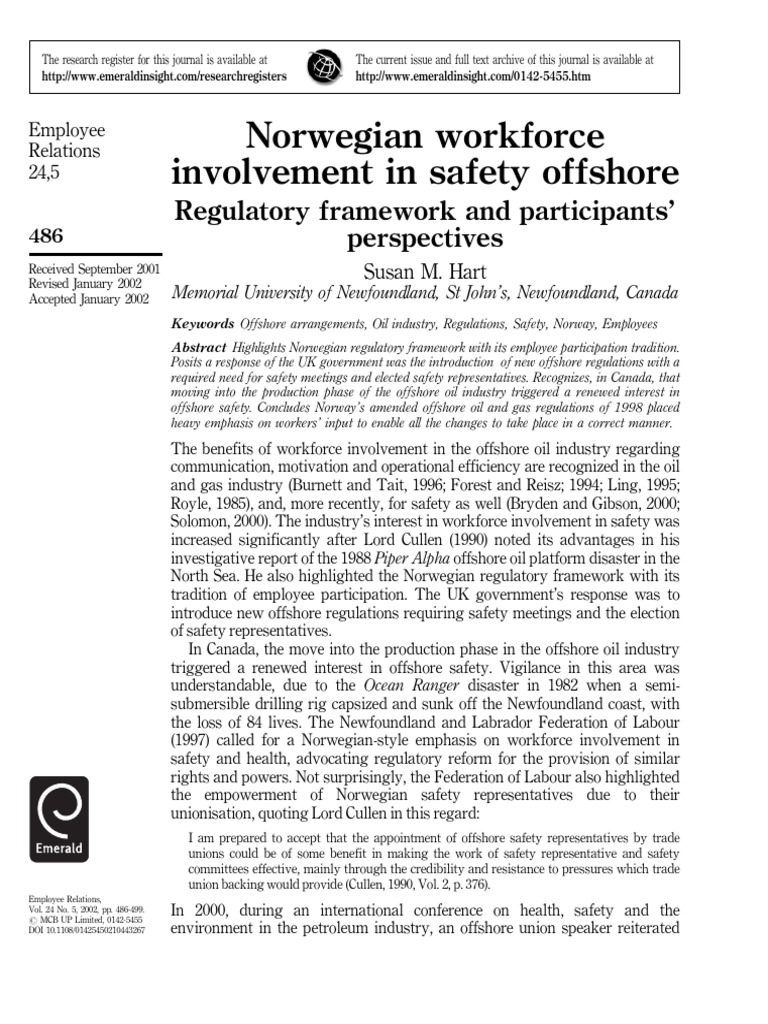 Norwegian - Workforce Involvement in Safety Article | PDF | Trade Union ...