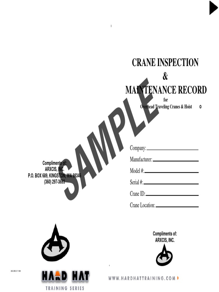 Sample: Crane Inspection & Maintenance Record | PDF | Crane (Machine ...