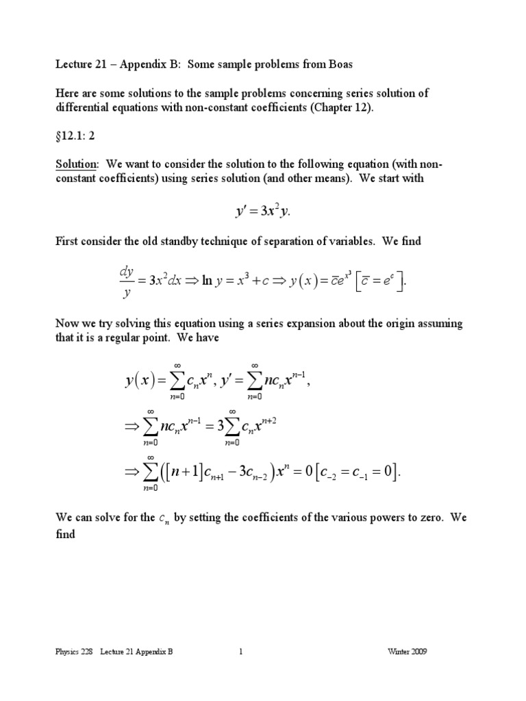 Solutions and Methods for Solving Differential Equations with Non ...