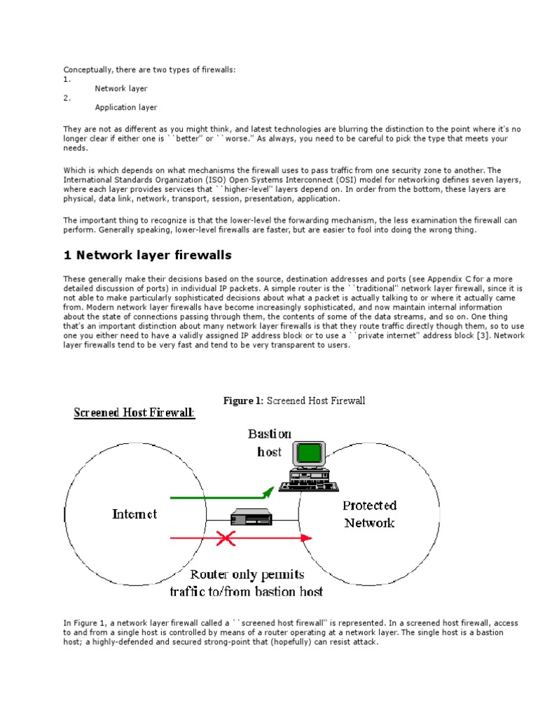 1 Network Layer Firewalls: Figure 1: Screened Host Firewall | PDF | Firewall (Computing) | Proxy ...