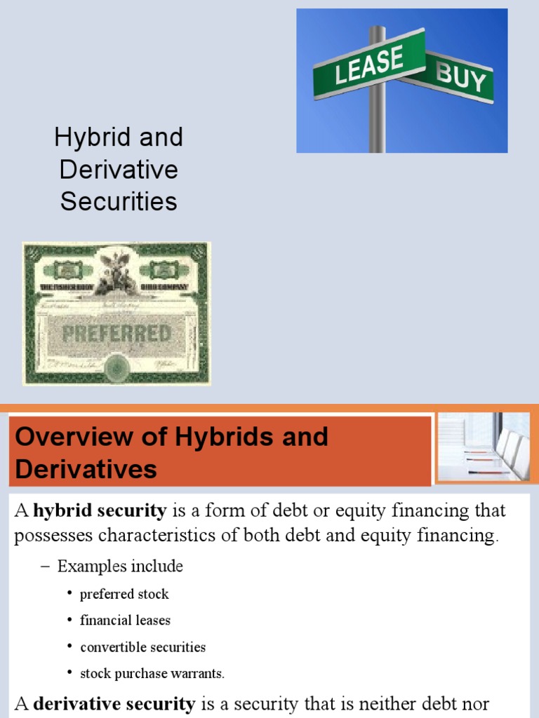 Hybrid and Derivative Securities | PDF | Warrant (Finance) | Lease