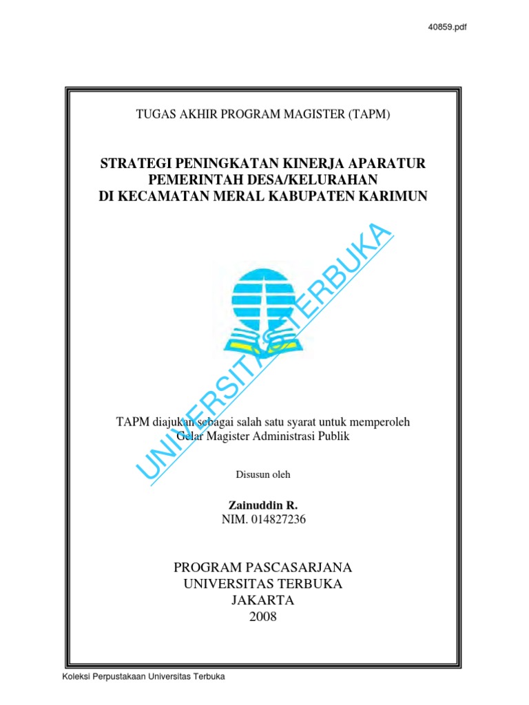 Terbuka: Strategi Peningkatan Kinerja Aparatur Pemerintah Desa ...