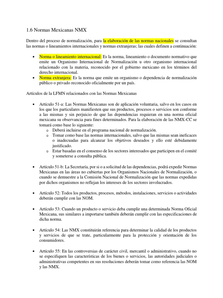 1.6 Normas Mexicanas NMX | PDF | México | Calidad (comercial)