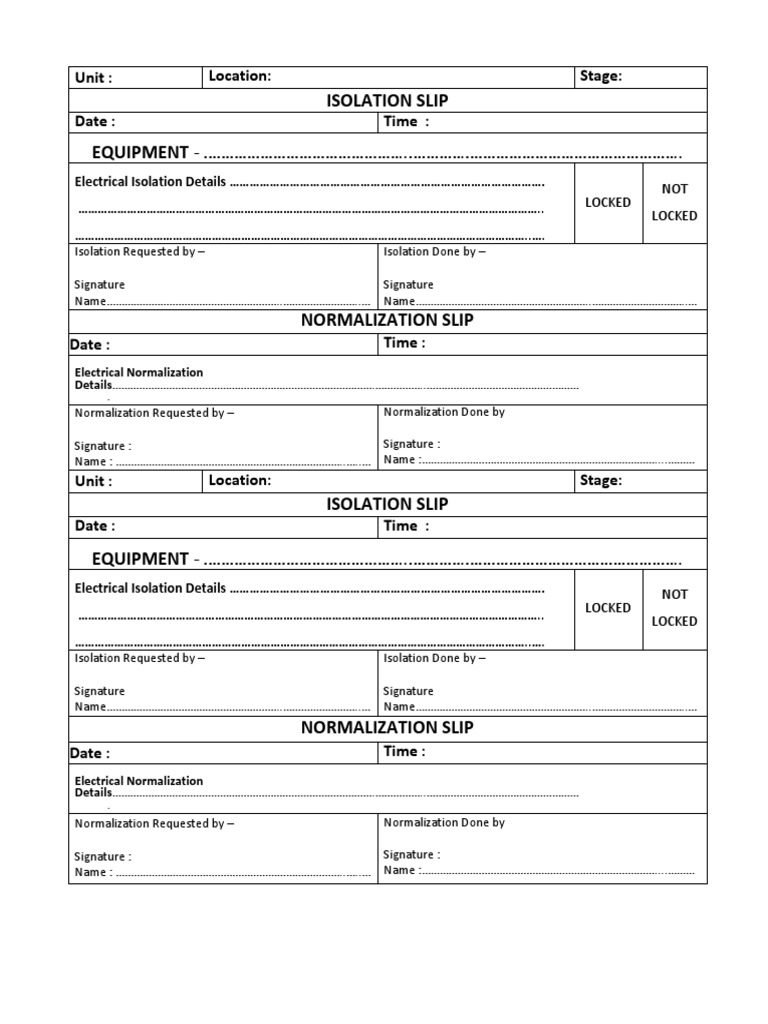 Electrical Isolation and Normalization Form | PDF