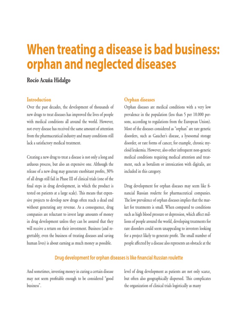When Treating A Disease Is Bad Business: Orphan and Neglected Diseases ...