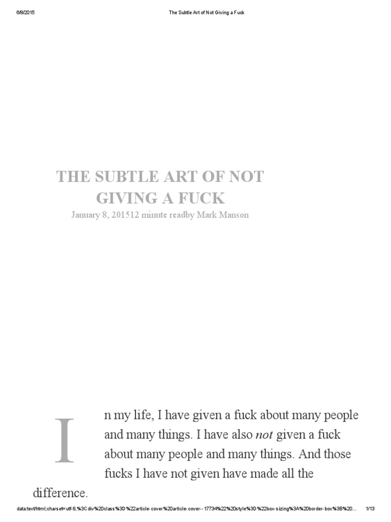 The Subtle Art of Not Giving a F*ck | PDF