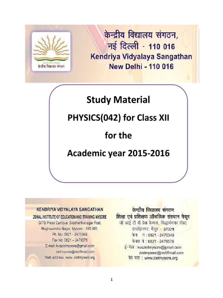 Physics Study Material | PDF | Capacitor | Electrical Resistivity And Conductivity
