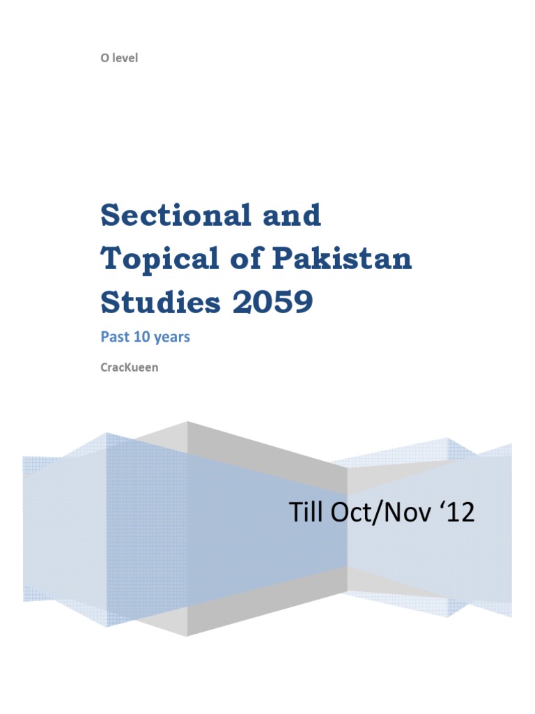 Sectional and Topical of Pakistan Studies 2059: Till Oct/Nov 12 | PDF