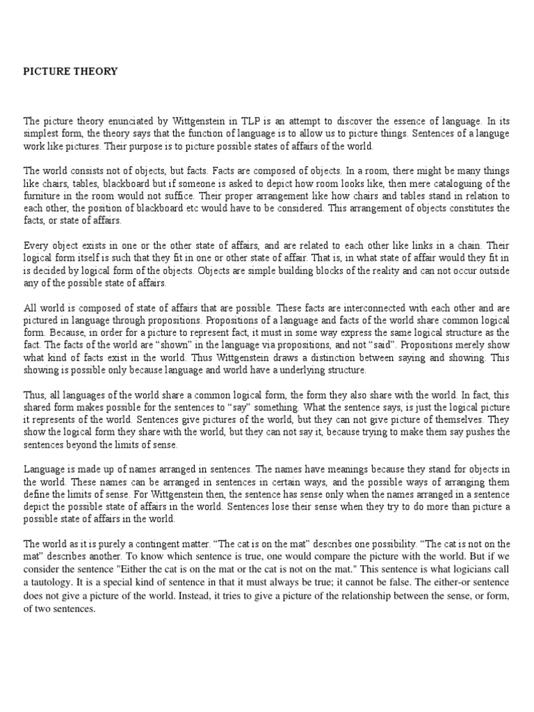 Wittgenstein's Picture Theory of Language | PDF | Metaphilosophy ...