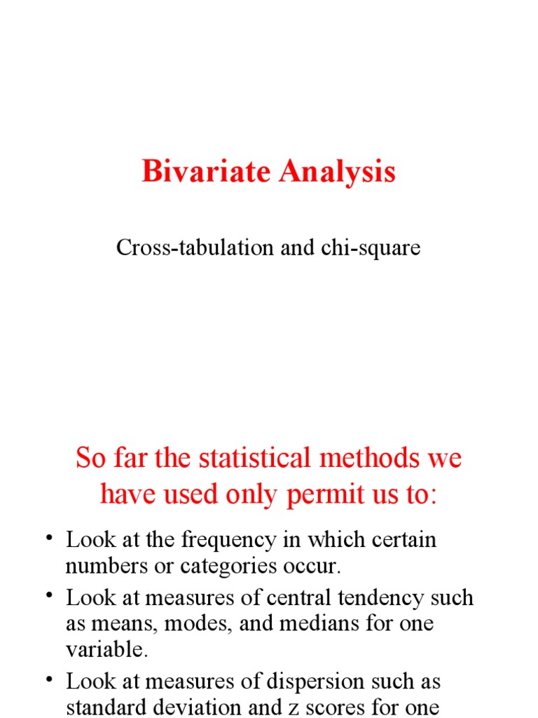 Bivariate Analysis: Cross-Tabulation & Chi-Square | PDF | Chi Squared ...