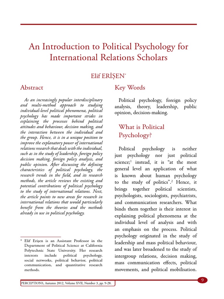Political Psychology in International Relations | PDF | Survey ...