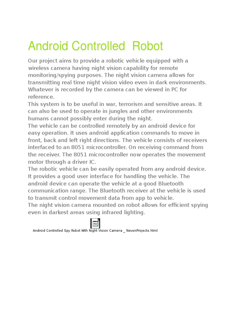 Android Controlled Spy Robot With Night Vision Camera - Nevonprojects ...
