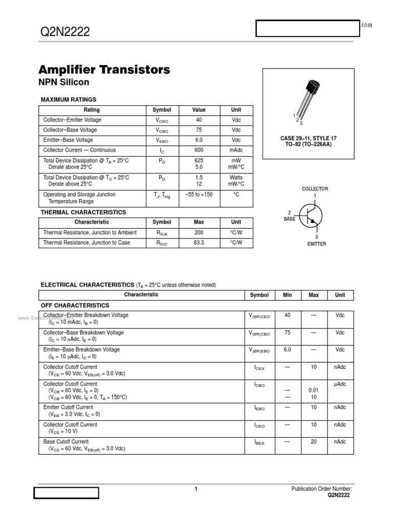 Amplifier Transistors: NPN Silicon | PDF