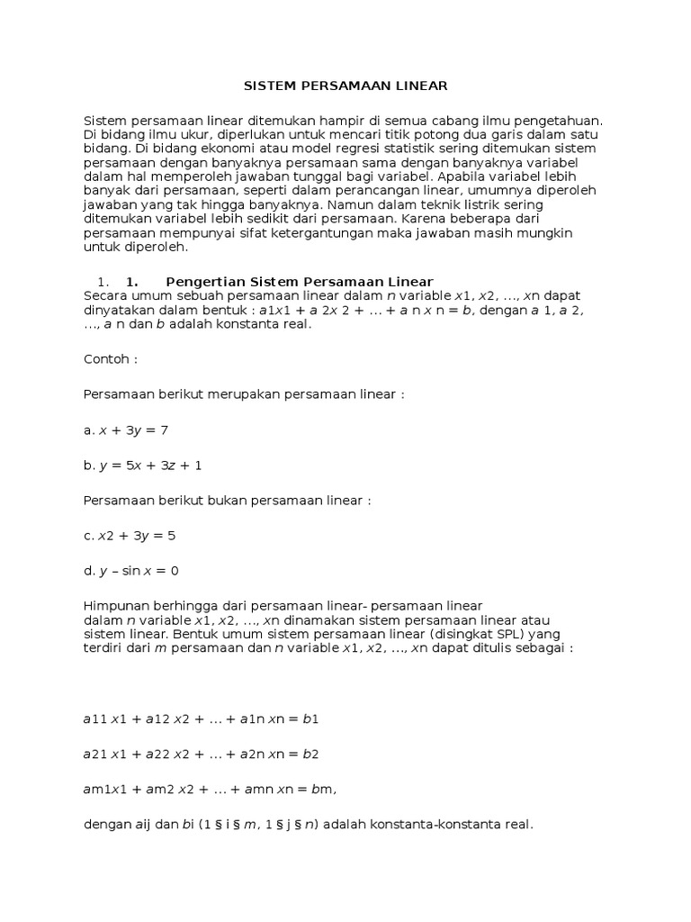 Sistem Persamaan Linear | PDF