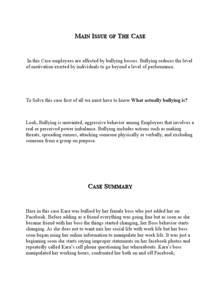 Bullying Bosses Case Study by Aivan | PDF | Career & Growth | Self ...