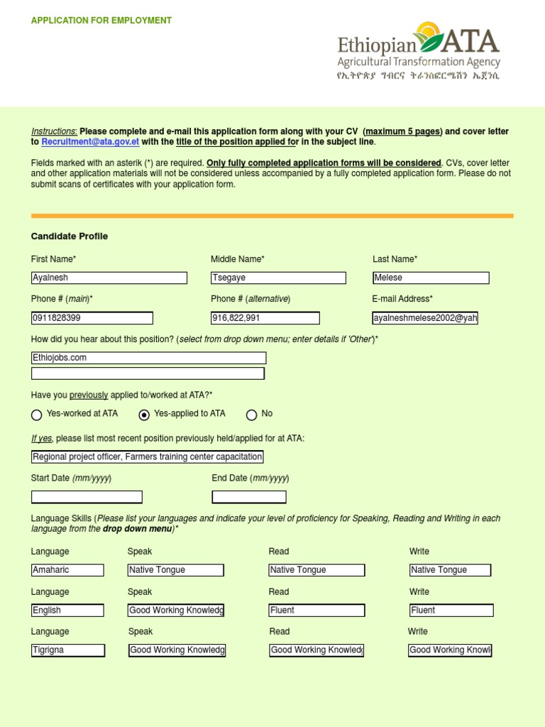 Application Form1 PDF | PDF | First Language | Capacity Building