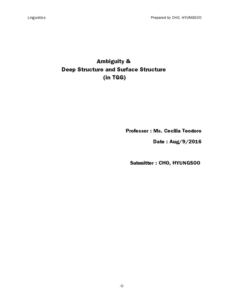 Deep and Surface Structure and Ambiguity | PDF | Syntax | Semantics