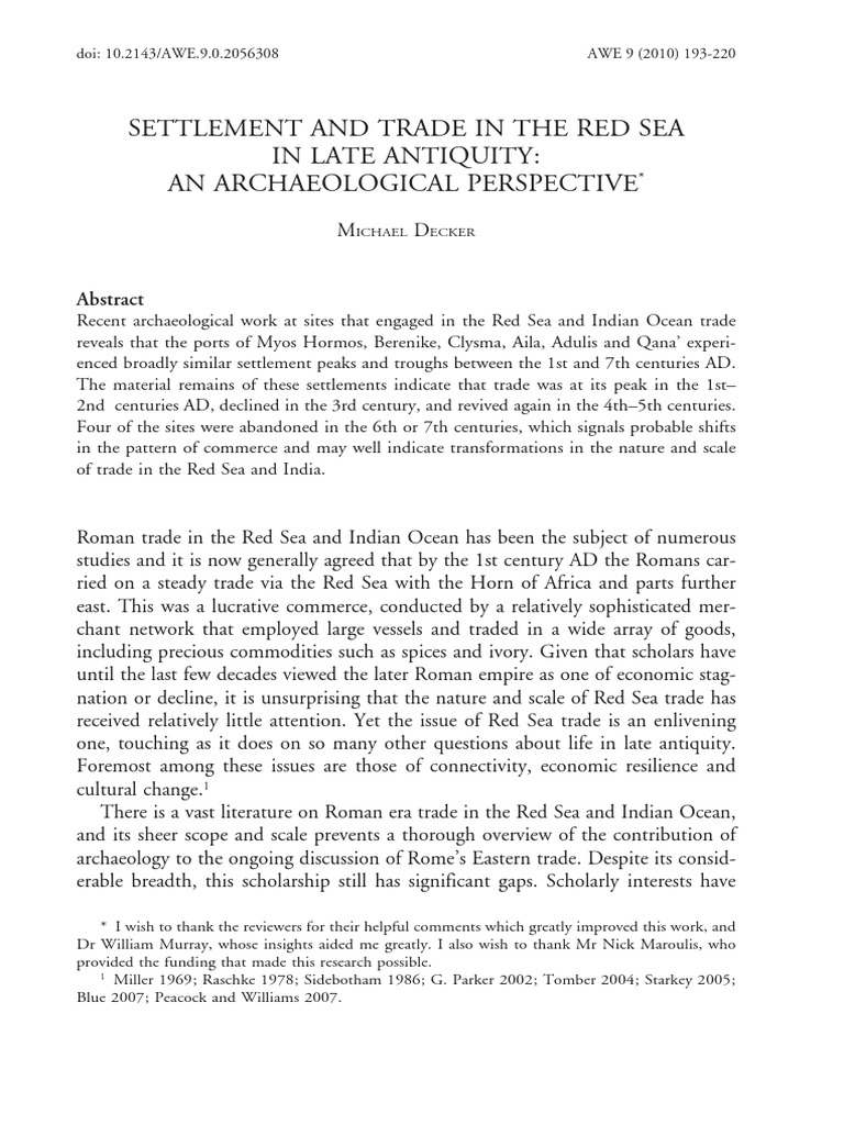 Red Sea Trade in Late Antiquity | PDF | Archaeology