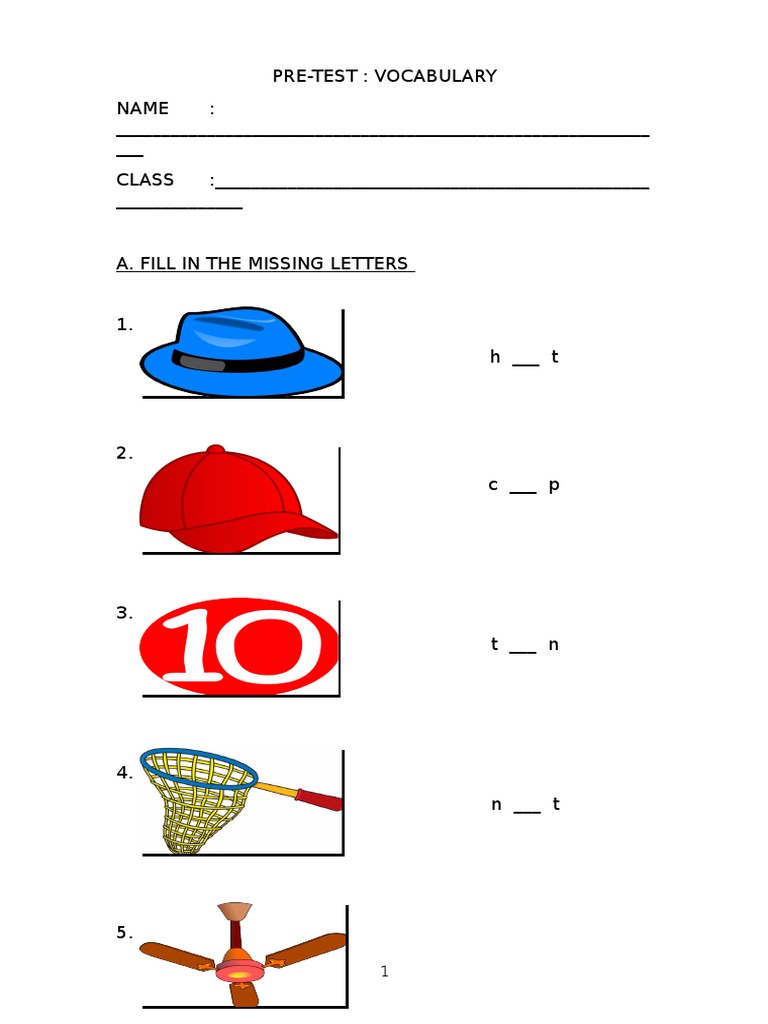 Vocabulary Pre-Test for Students | PDF | Language Arts & Discipline | Art