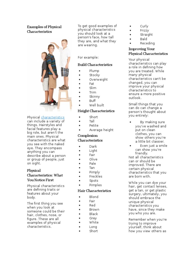 Physical Characteristics Ingles | PDF