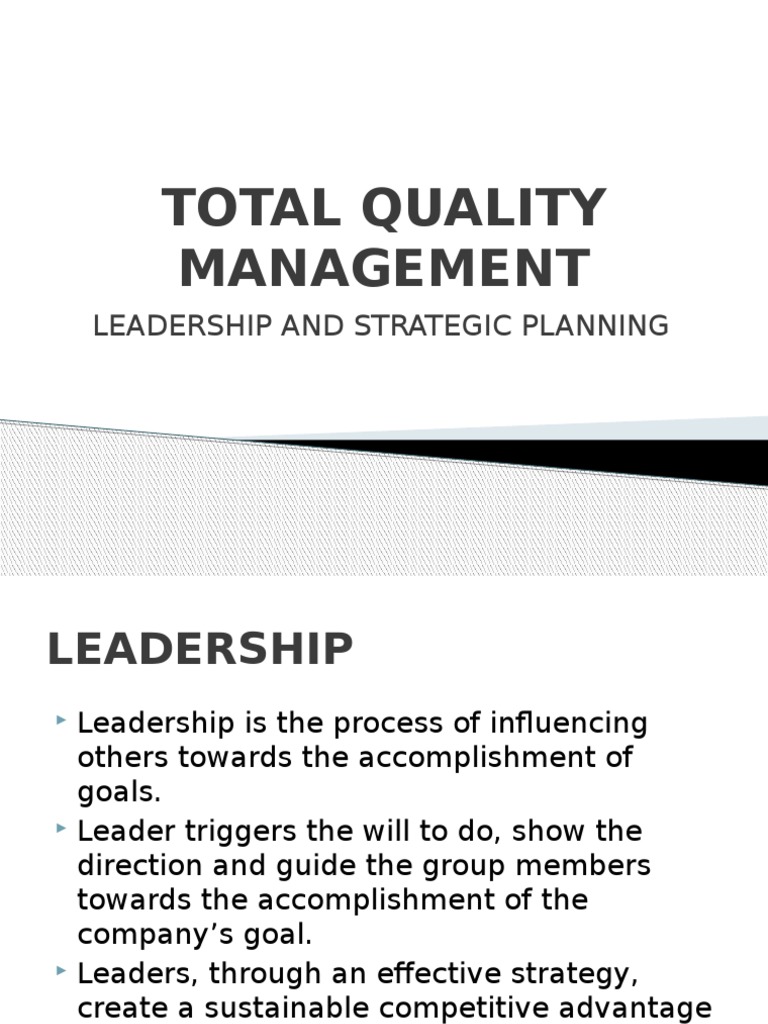 Total Quality Management: Leadership and Strategic Planning | PDF