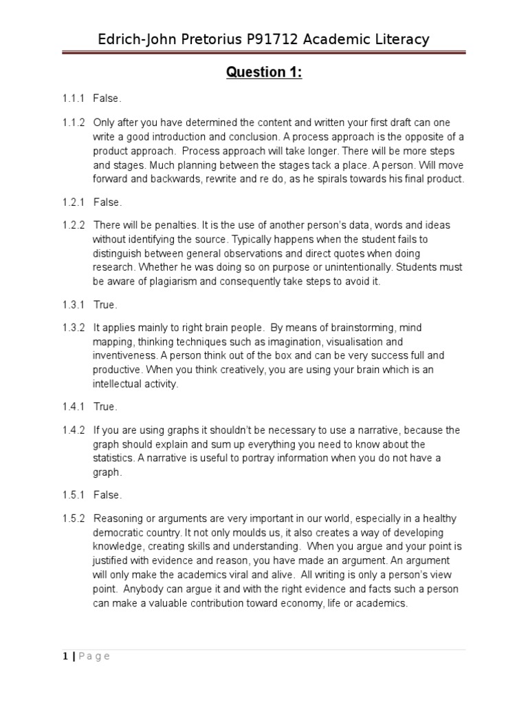 1st Academic Literacy | Reason | Literacy