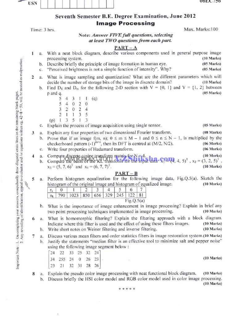 2012 VTU Image Processing | PDF