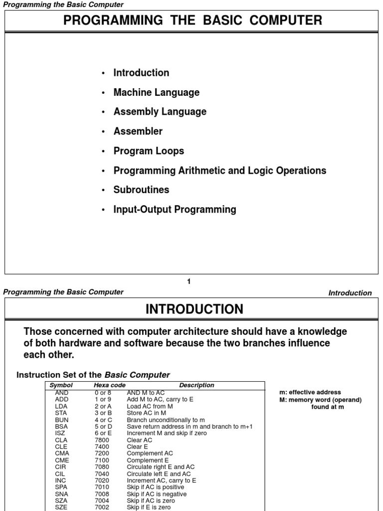Programming The Basic Computer | PDF | Subtraction | Assembly Language