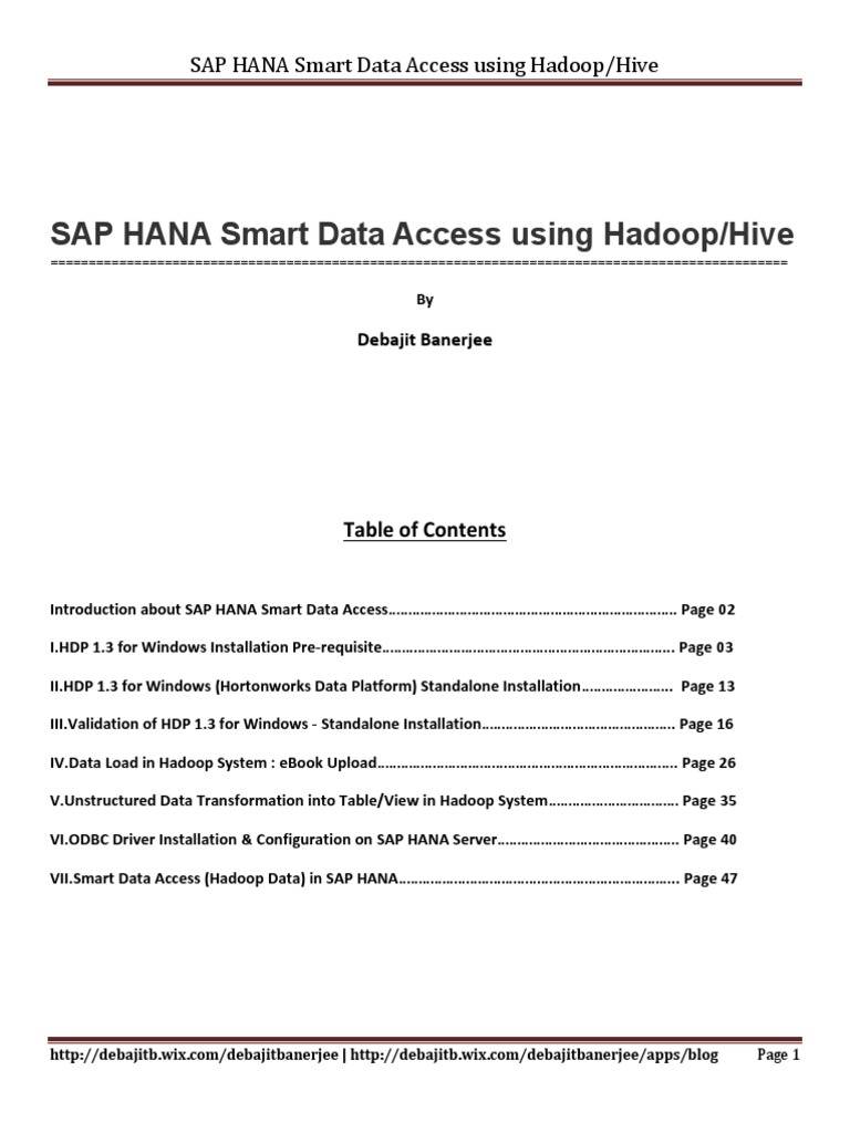 SAP HANA Smart Data Access with Hadoop | PDF | Apache Hadoop ...