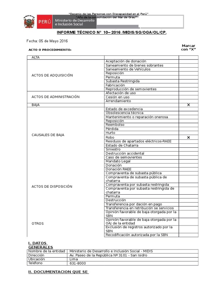 Informe de Baja de Bienes de Ayacucho - MIDIS | PDF | Policía | Justicia