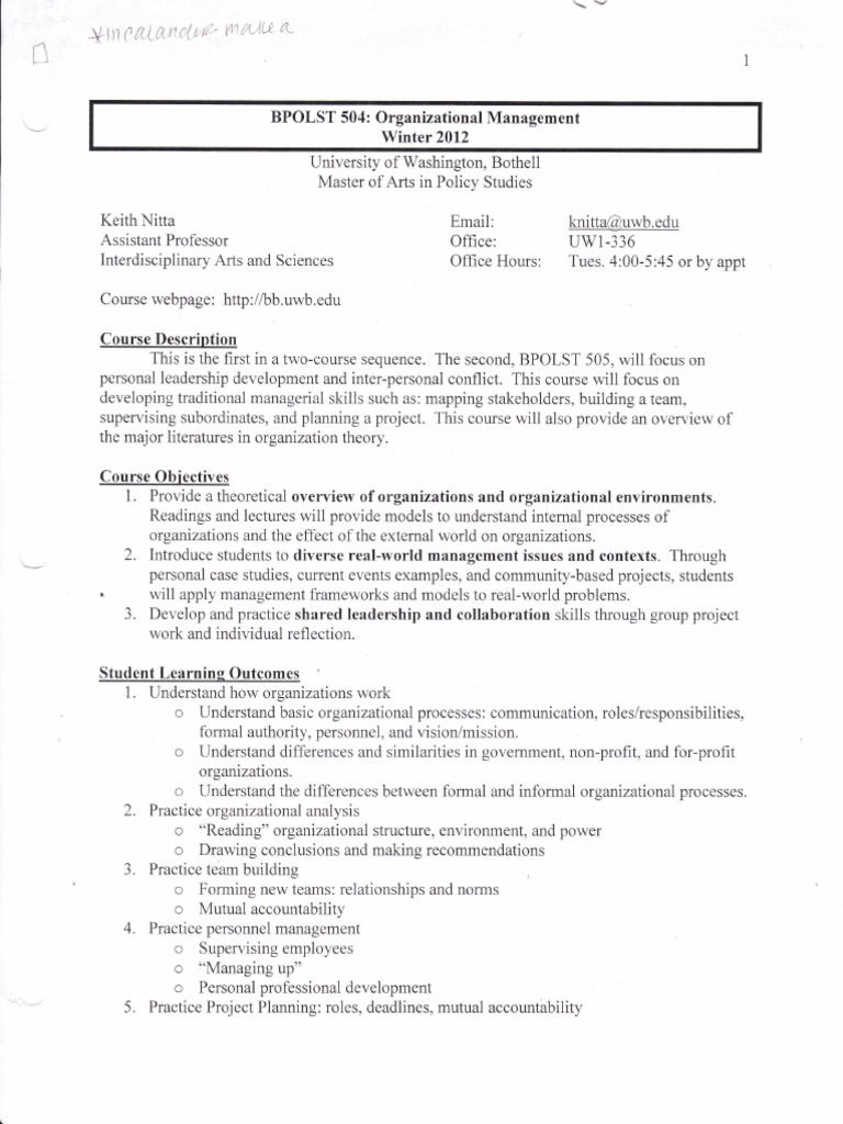 Leadership & Organization Syllabus | PDF | Memorandum | Swot Analysis