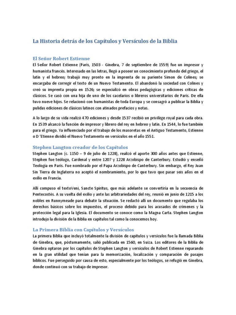 La Historia Detrás de Los Capítulos y Versículos de La Biblia | PDF | Biblia | Religión y creencia