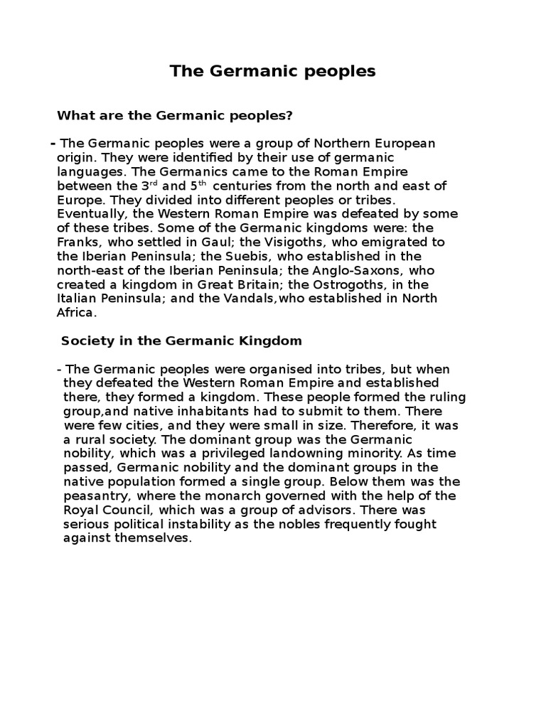 The Germanic Peoples: What Are The Germanic Peoples? - The Germanic ...
