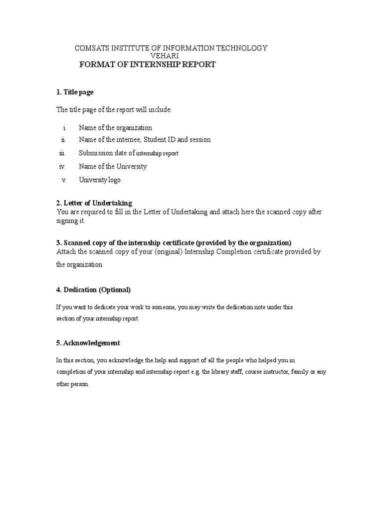 Internship Report Format Guide | PDF | Sales | Swot Analysis