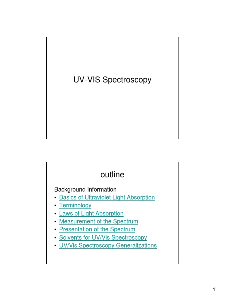 Uv Vis Spectros Pdf Absorption Spectroscopy Ultraviolet Visible Spectroscopy