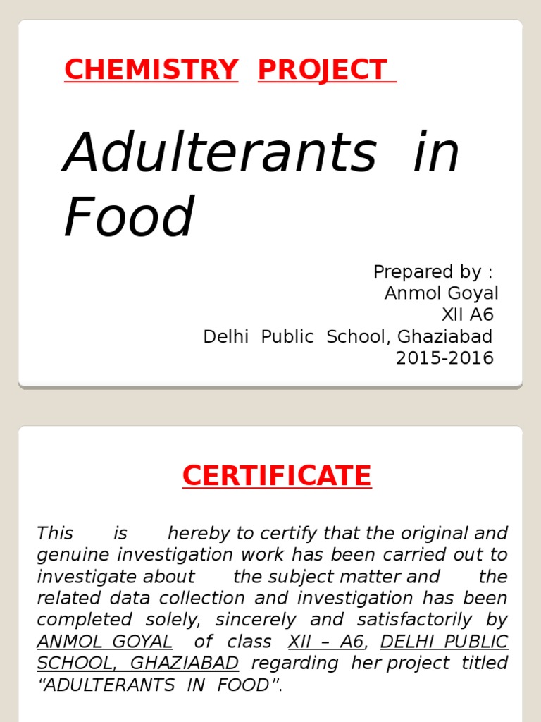 Chemistry Project: Adulterants in Food | PDF | Chili Pepper | Sodium ...