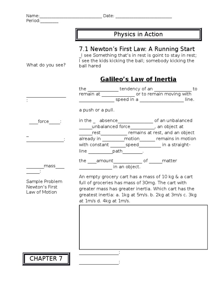 Physics in Action 7.1 Newton's First Law: A Running Start | PDF