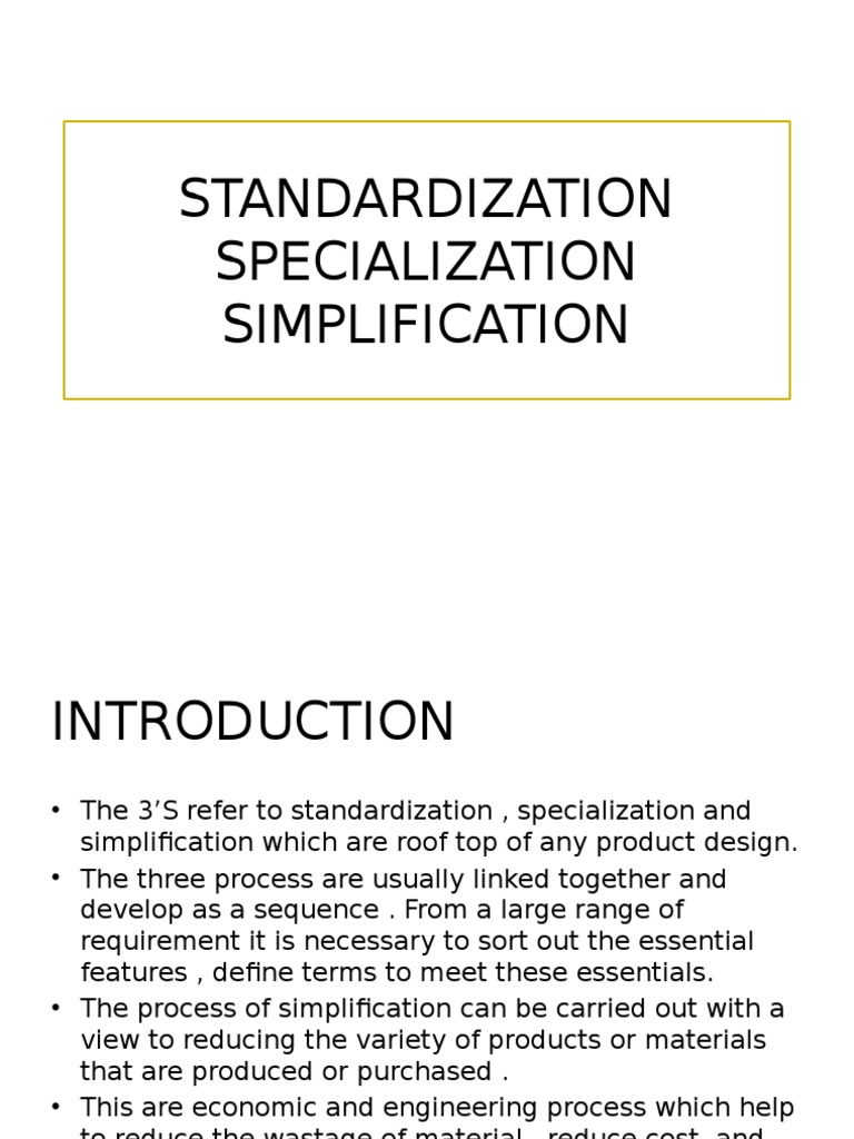 Standardization and Simplification Explained | PDF | Standardization ...