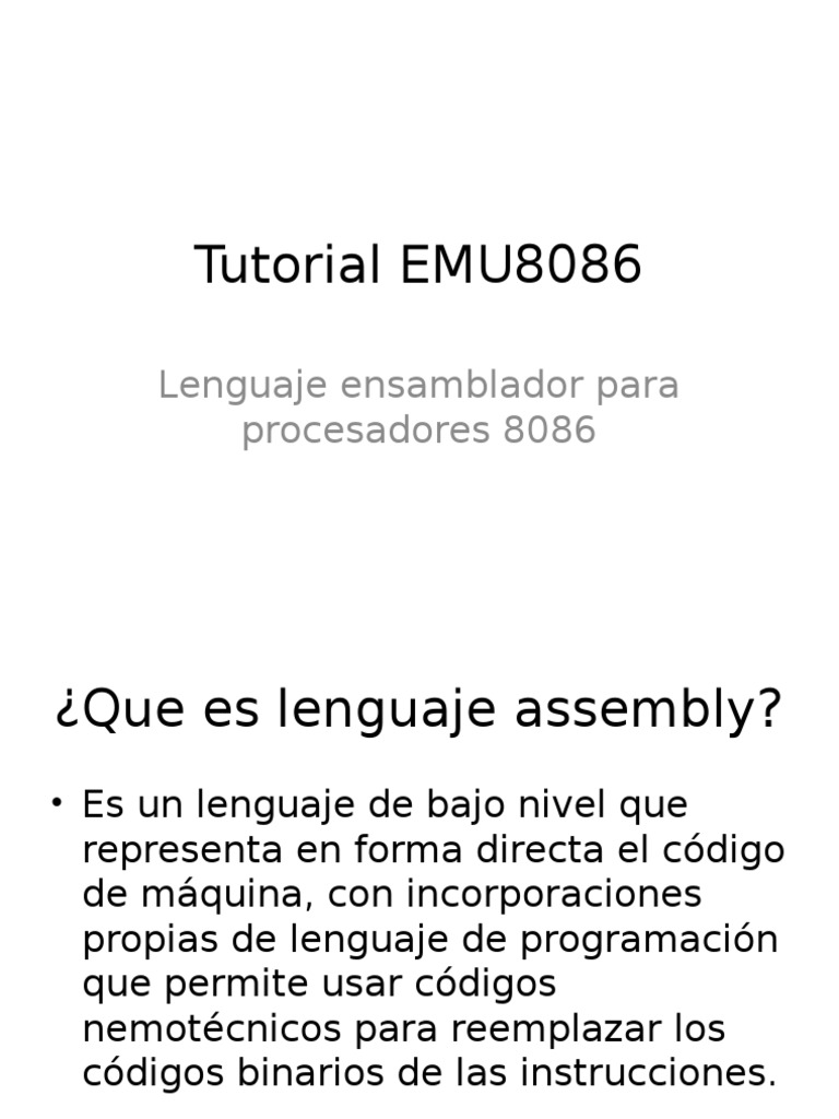Tutorial Emu8086 Pdf Poco Memoria Del Ordenador