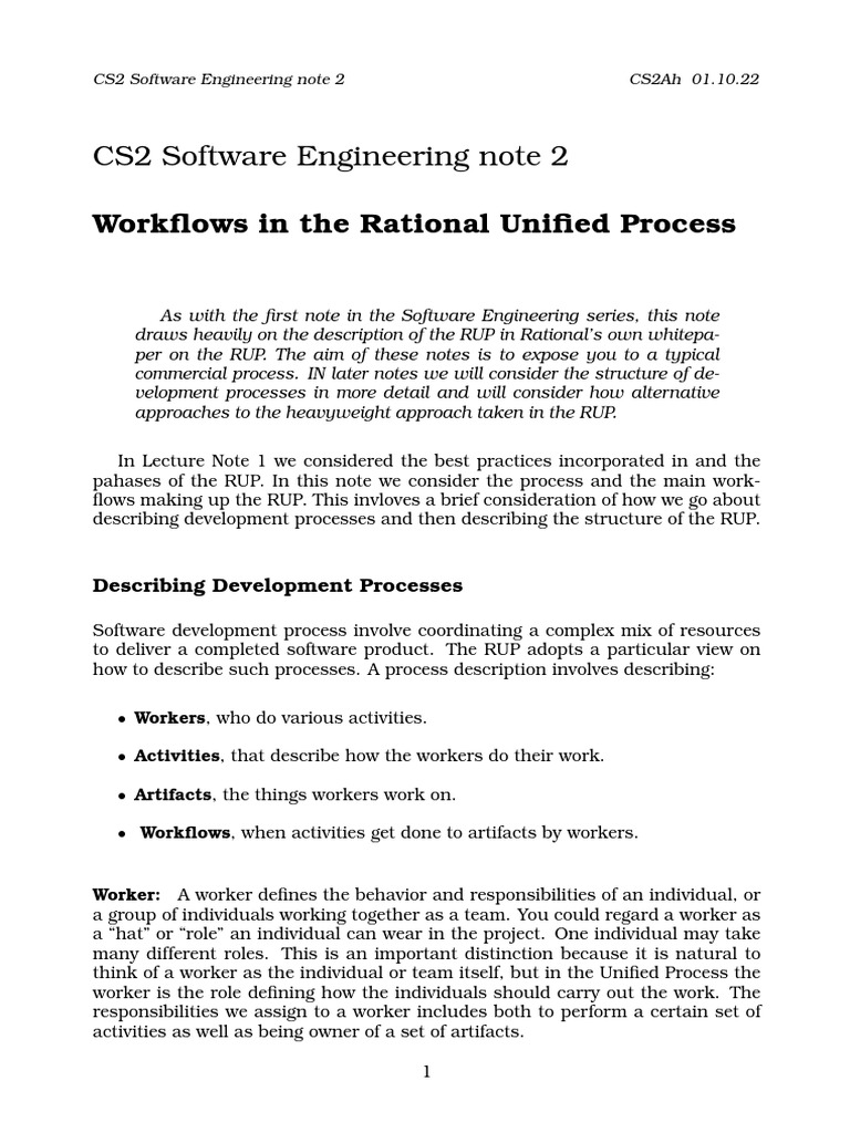Workflows in RUP PDF | PDF | Component Based Software Engineering | Use Case