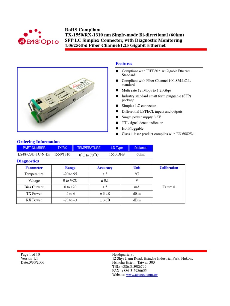 LS48-C3U-TC-N-D5-V1.0 60km | PDF | Physical Layer Protocols | Computer ...