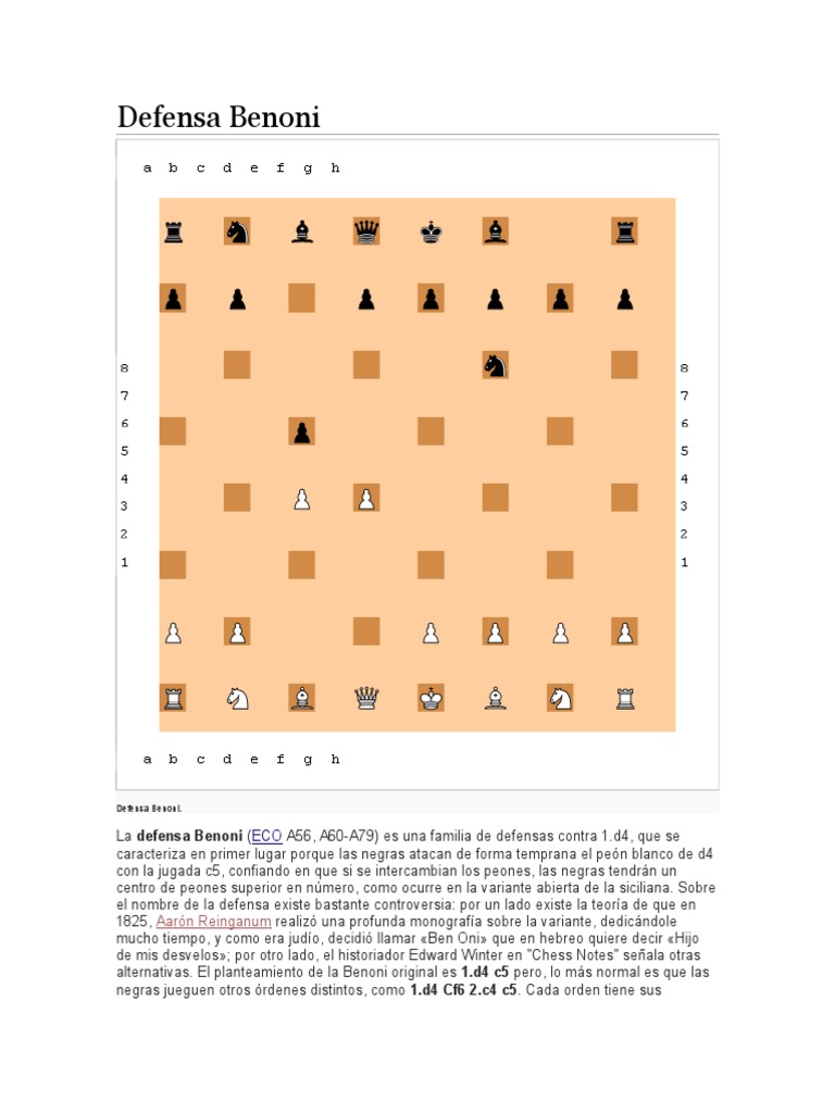 Estrategias de la Defensa Benoni | PDF