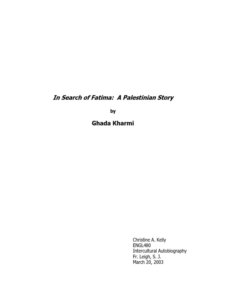 In Search of Fatima: A Palestinian Story | PDF | Palestine Liberation ...