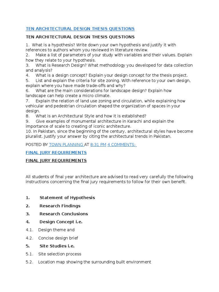 10 Architectural Design Thesis Questions | PDF | Thesis | Science